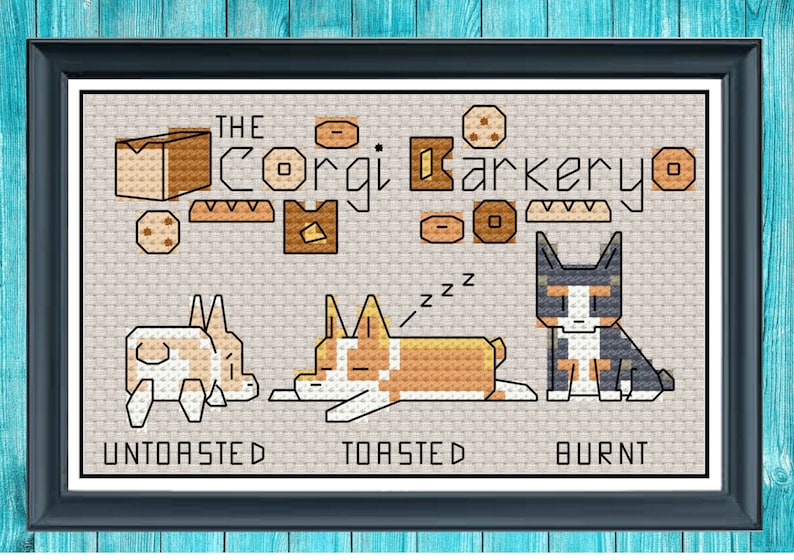 Corgi Toast Bakery Cross Stitch Pattern PDF - Etsy