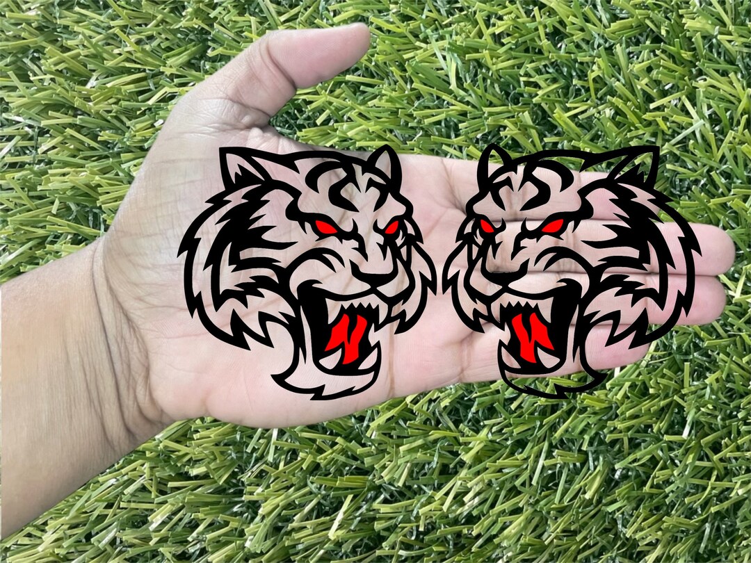 Angry Tiger Red Eye Emblem Badge Set Black Custom New - Etsy