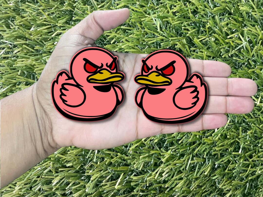 Red Eye Angry Rubber Duck With Beak Car Emblem Badges Black on Pink ...