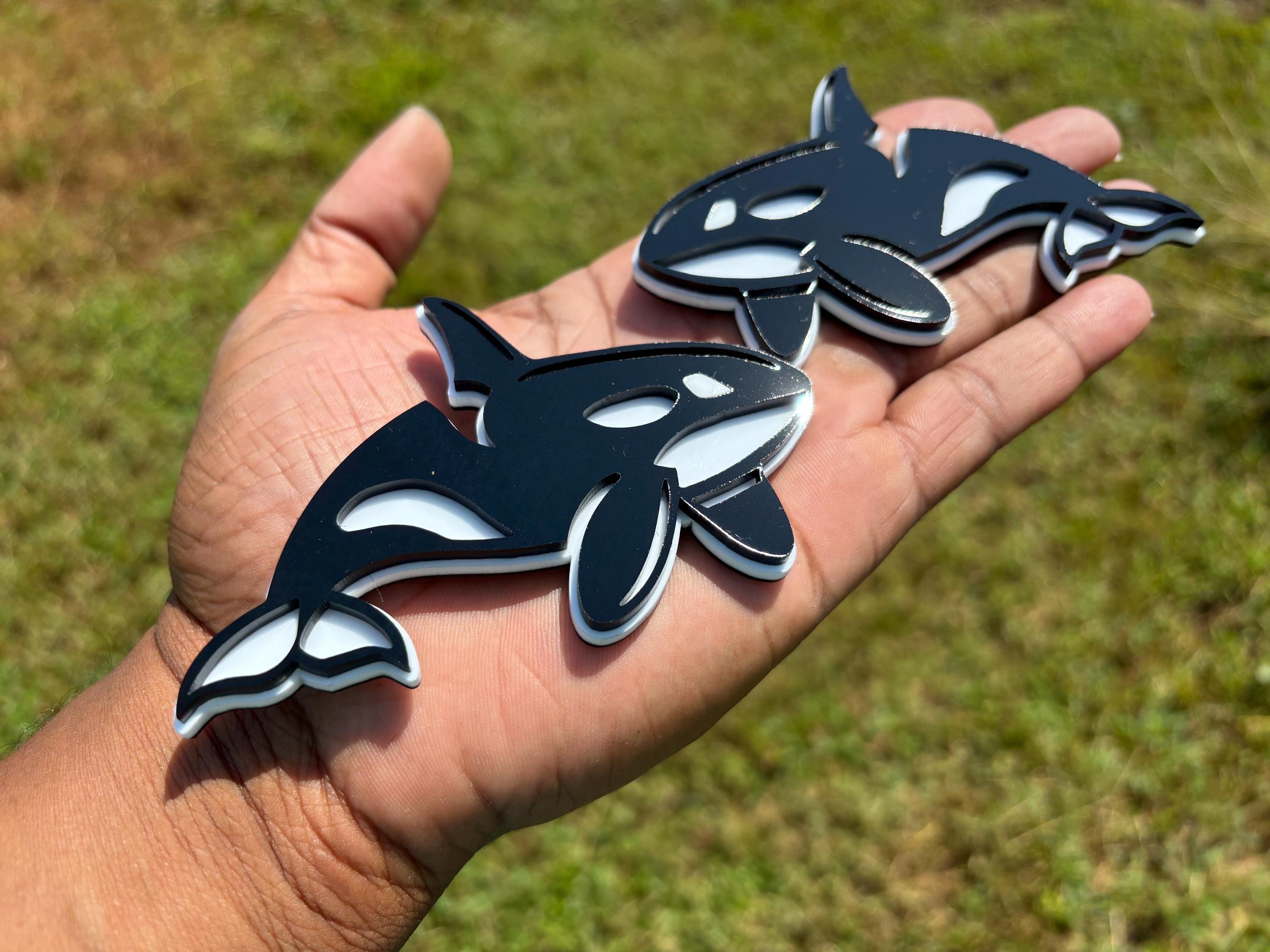 Orca Whale Glossy Black on White Emblem Badges Custom New - Etsy