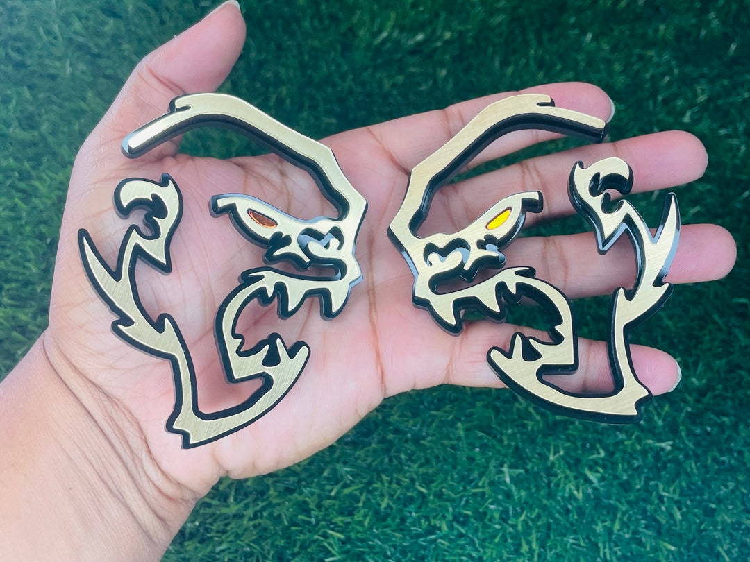 Gold Gorilla Brushed Metal Car Emblem Badge Custom Color Changing Eyes ...