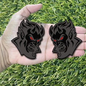 Red Eyes Angry Diablo Devil Street Devil Emblem Badge Set of 2 Matte on ...