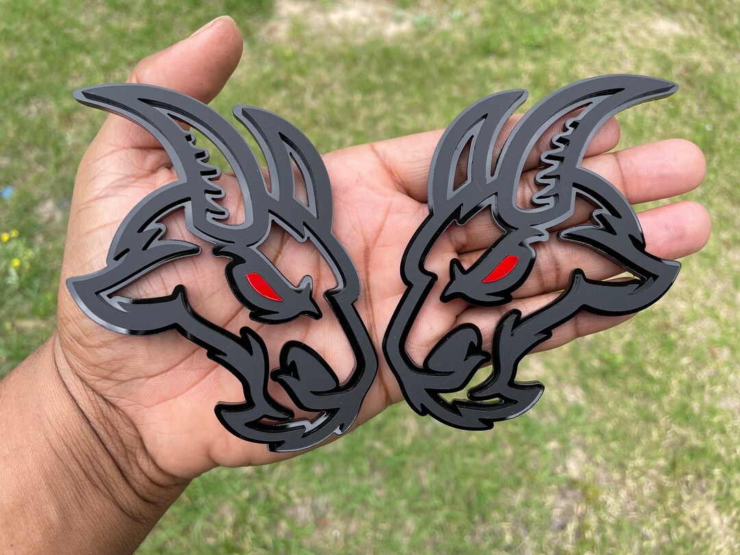 Red Eye Angry Goat Car Emblem Badge Custom Matte Black on Black - Etsy