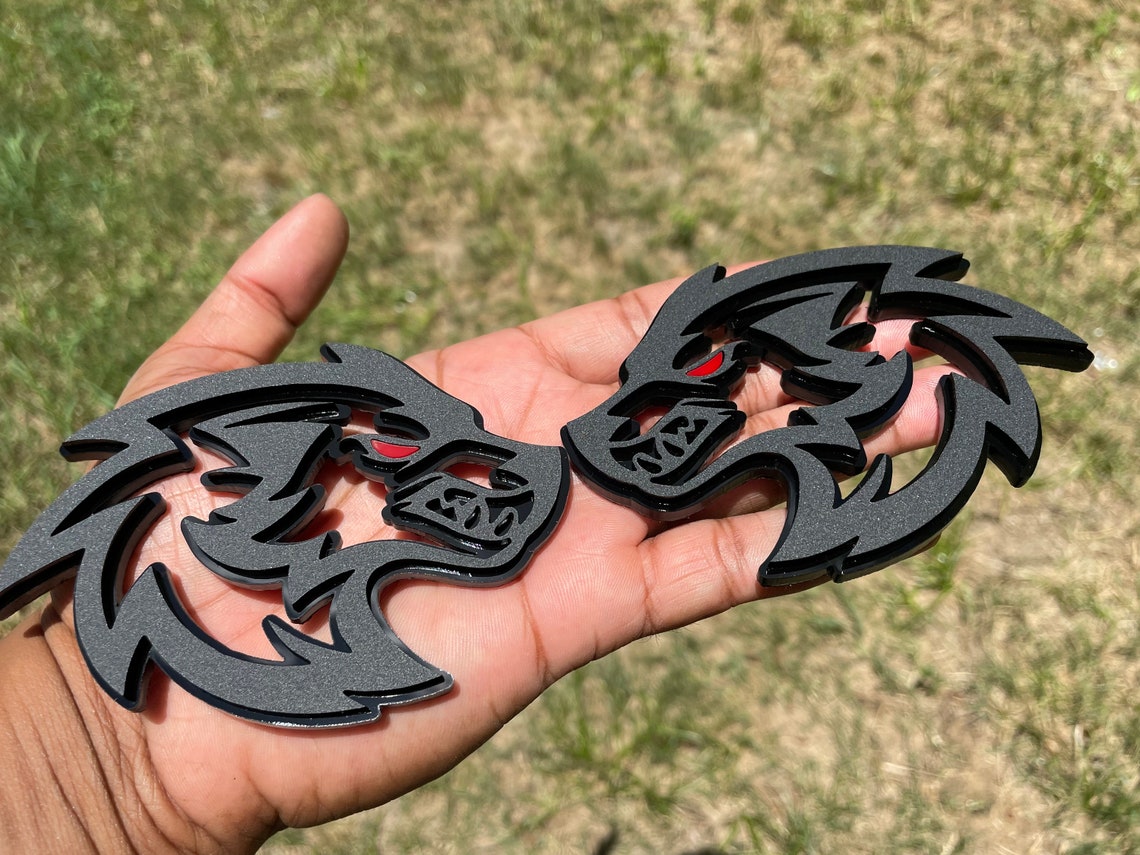 Red Eye Wolf Car Emblem Badges Matte Black Custom New - Etsy