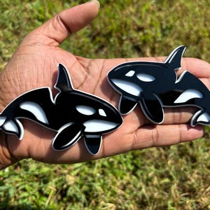 Orca Whale Glossy Black on White Emblem Badges Custom New - Etsy