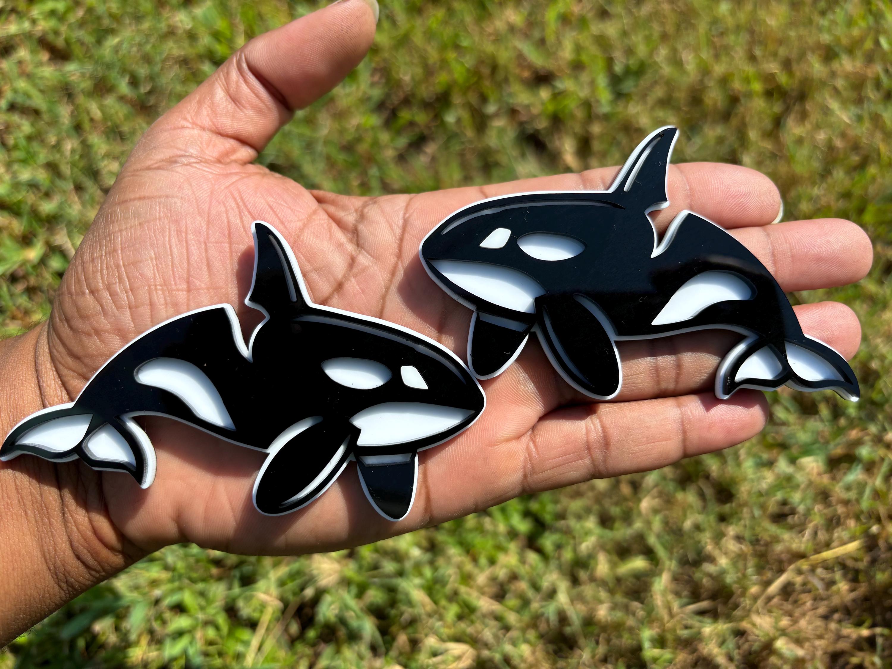 Orca Whale Glossy Black on White Emblem Badges Custom New - Etsy