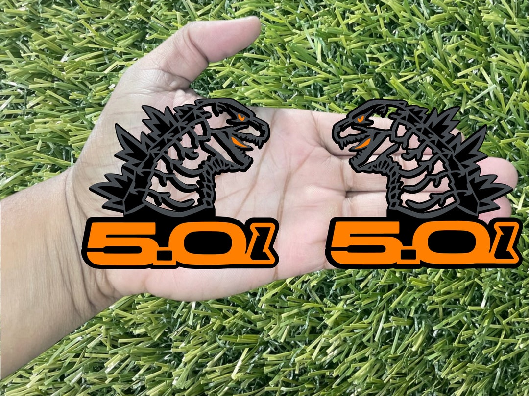 Godzilla 5.0L Orange Eye Matte Black Orange Numbers Emblems Badges - Etsy