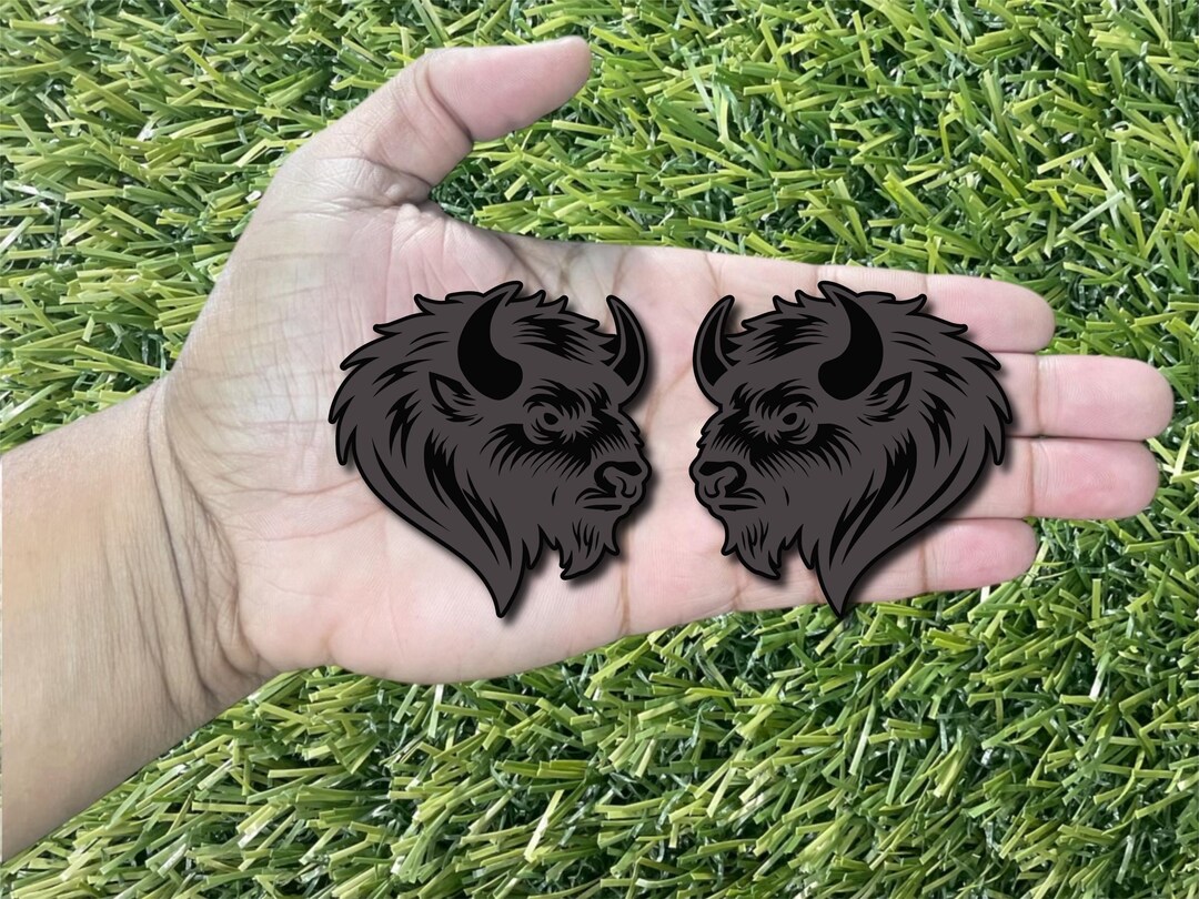 Bison Buffalo Emblem Badges Matte Black on Glossy Black Racing ...