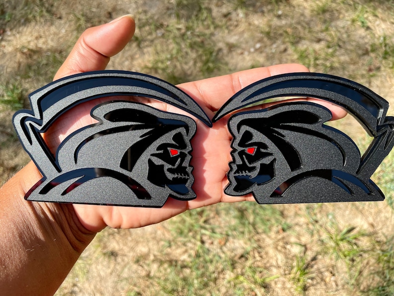 Red Eye Reaper Emblem Badge Set Matte Black Custom New. - Etsy
