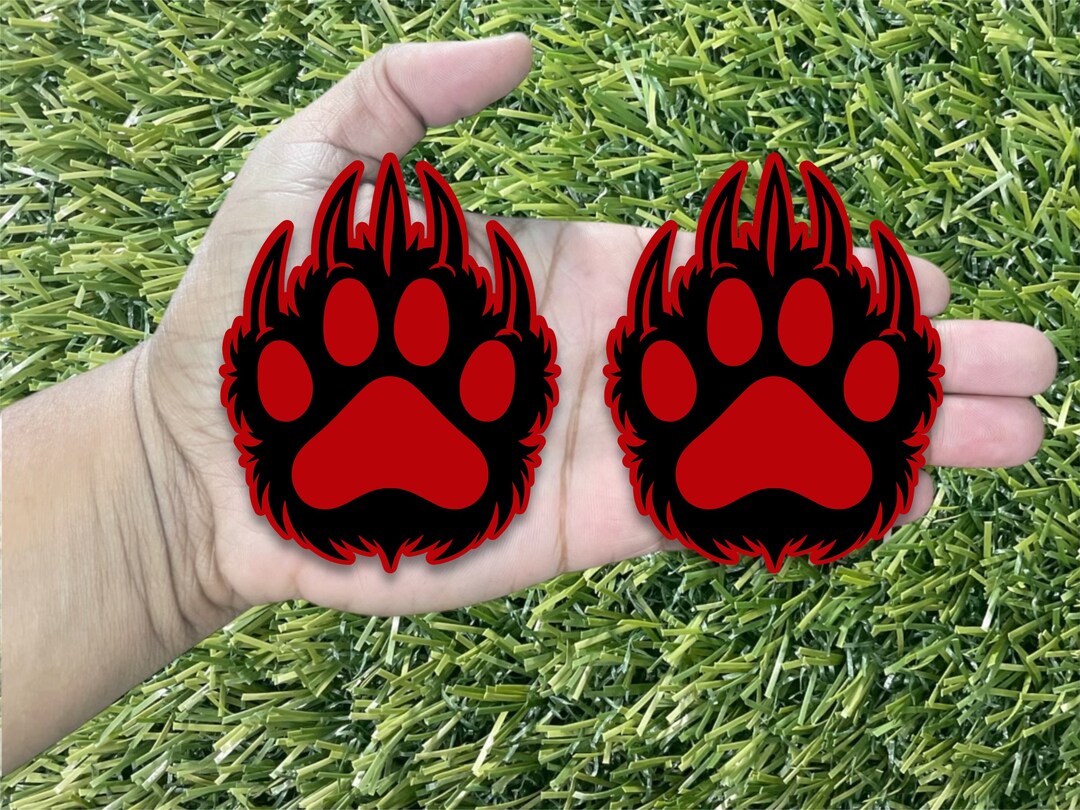 Bear Paw Claw Emblem Badges Glossy Black on Red Aggressive Custom New ...