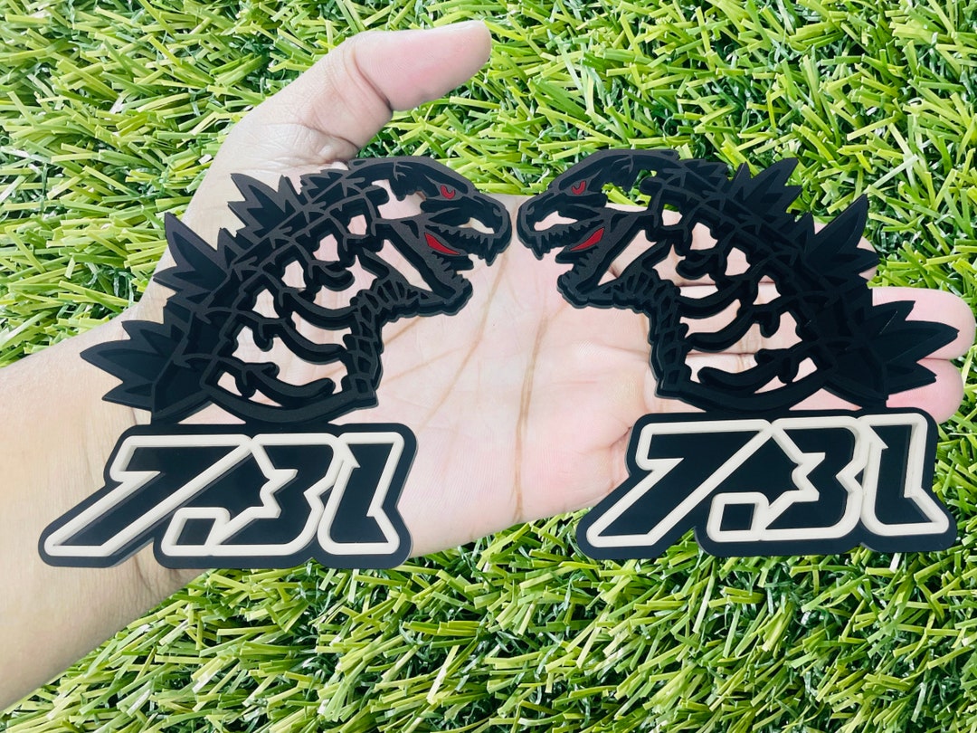 Godzilla 7.3 Red Eye Matte Black White Numbers Emblems Badges - Etsy