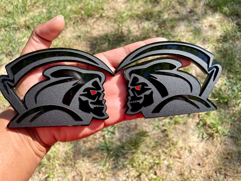 Red Eye Reaper Emblem Badge Set Matte Black Custom New. - Etsy
