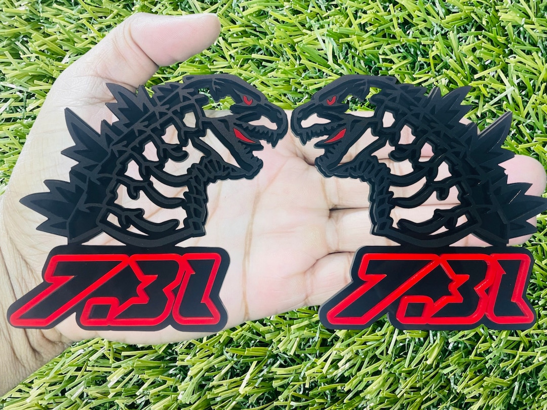 Godzilla 7.3 Red Eye Matte Black Red Numbers Emblems Badges - Etsy