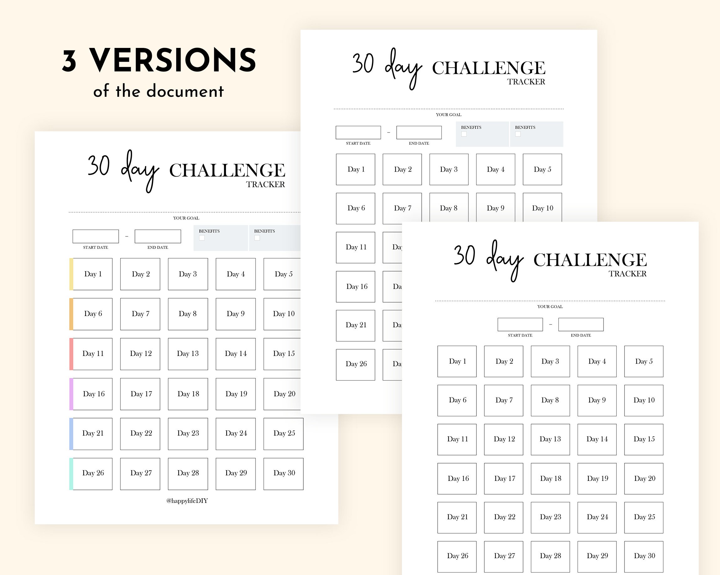 30 Day Challenge Tracker Printable I 30 Day Goal Progress - Etsy