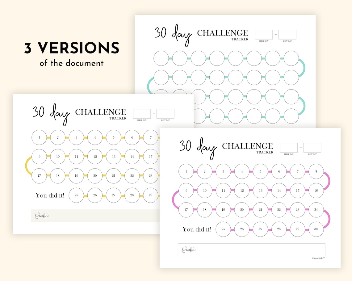 30 Day Tracker Printable Template 30 Day Prettytracker Month - Etsy Canada
