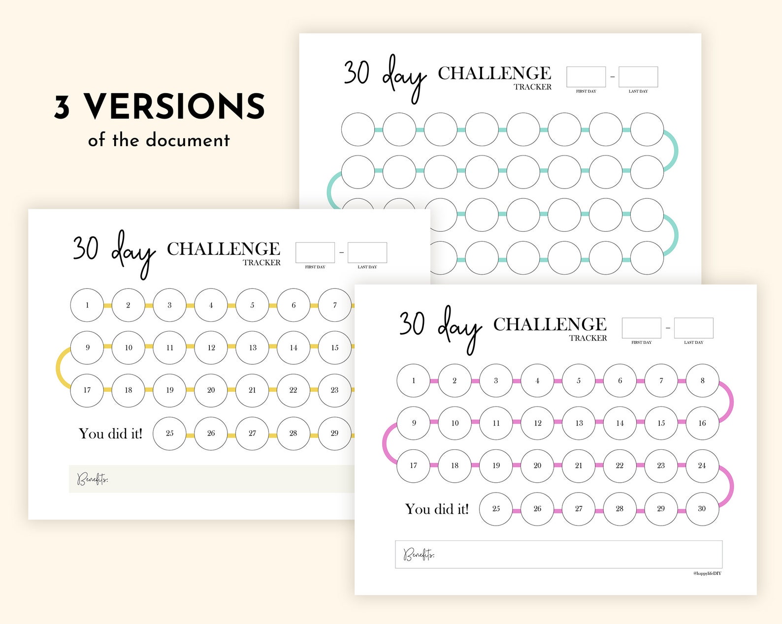 30 Day Tracker Printable Template 30 Day Prettytracker Month - Etsy Canada