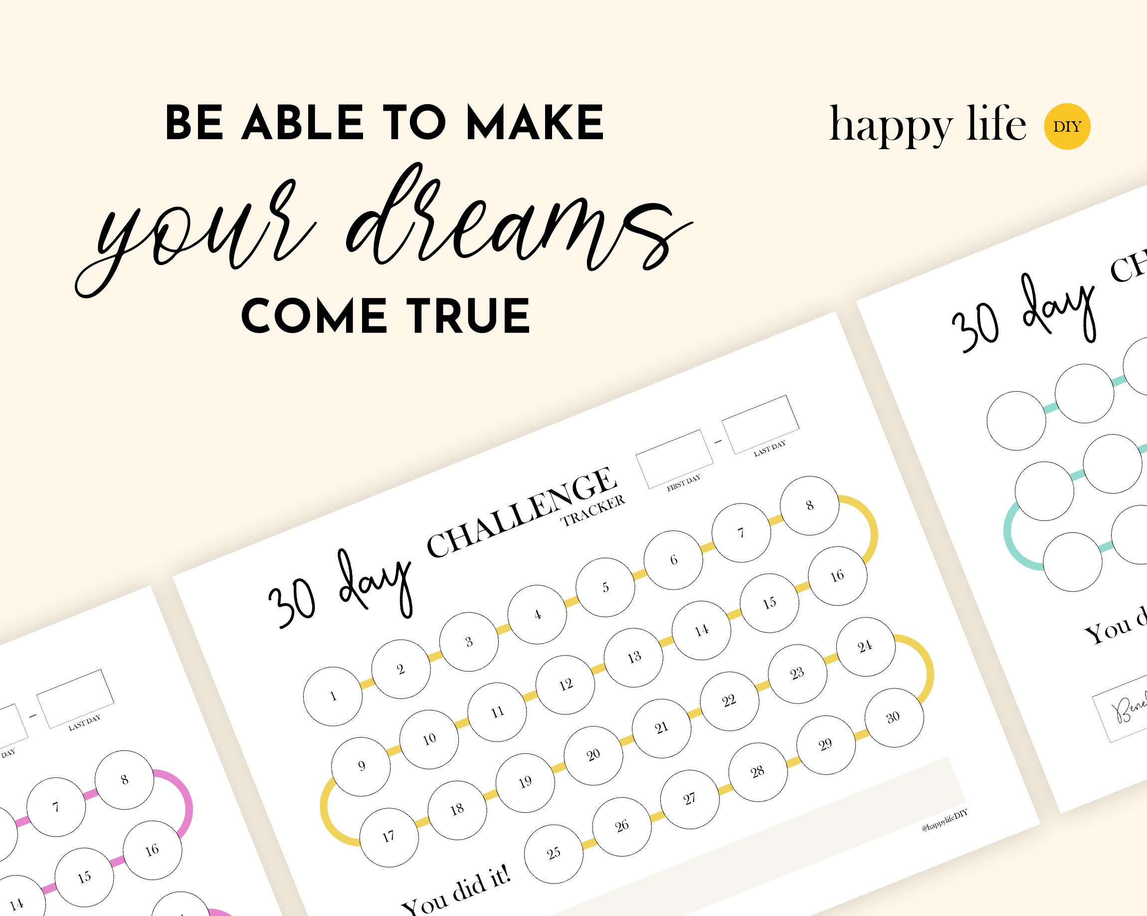 30 day Tracker Printable Template 30 day PrettyTracker Month | Etsy