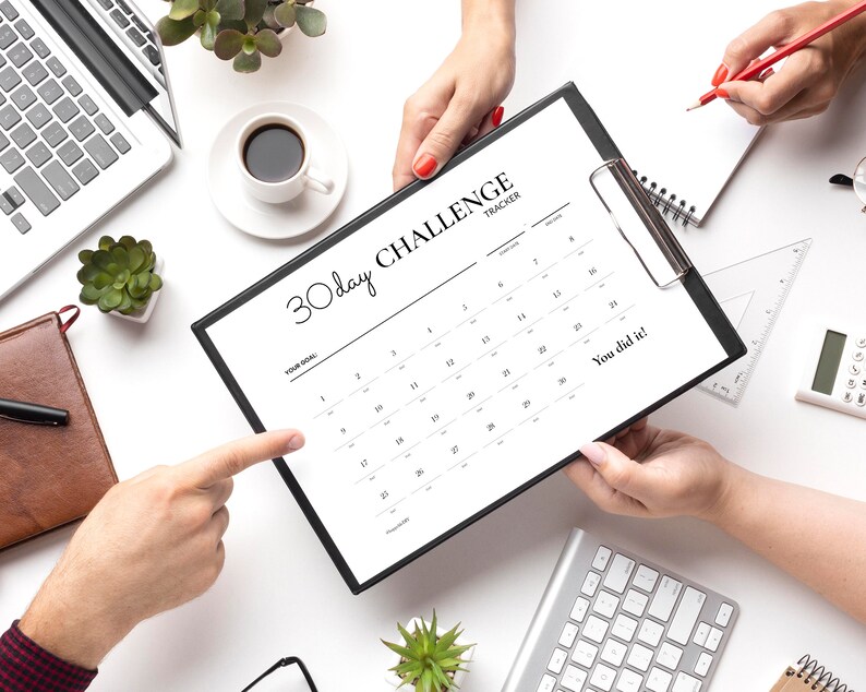 30 Day Challenge Tracker Printable I 30 Day Goal Progress Tracker ...