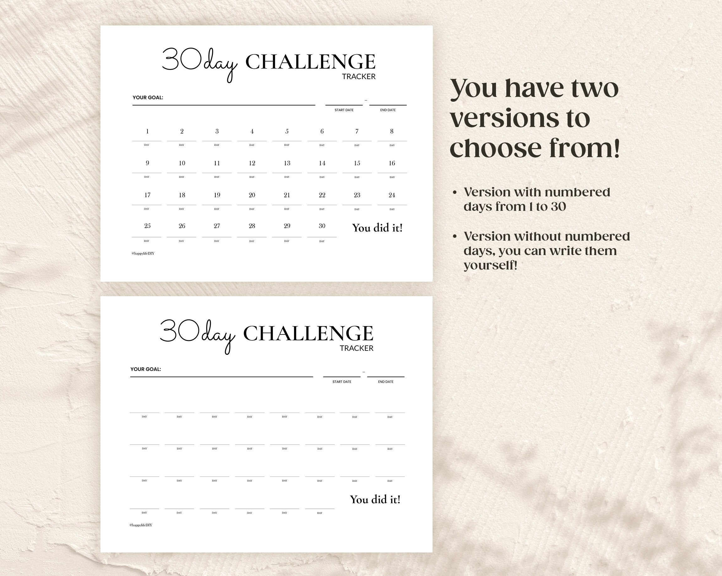 30 Day Challenge Tracker Printable I 30 Day Goal Progress Tracker ...