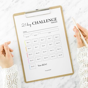 21 Day Challenge Tracker Printable I 21 Day Goal Progress Tracker ...
