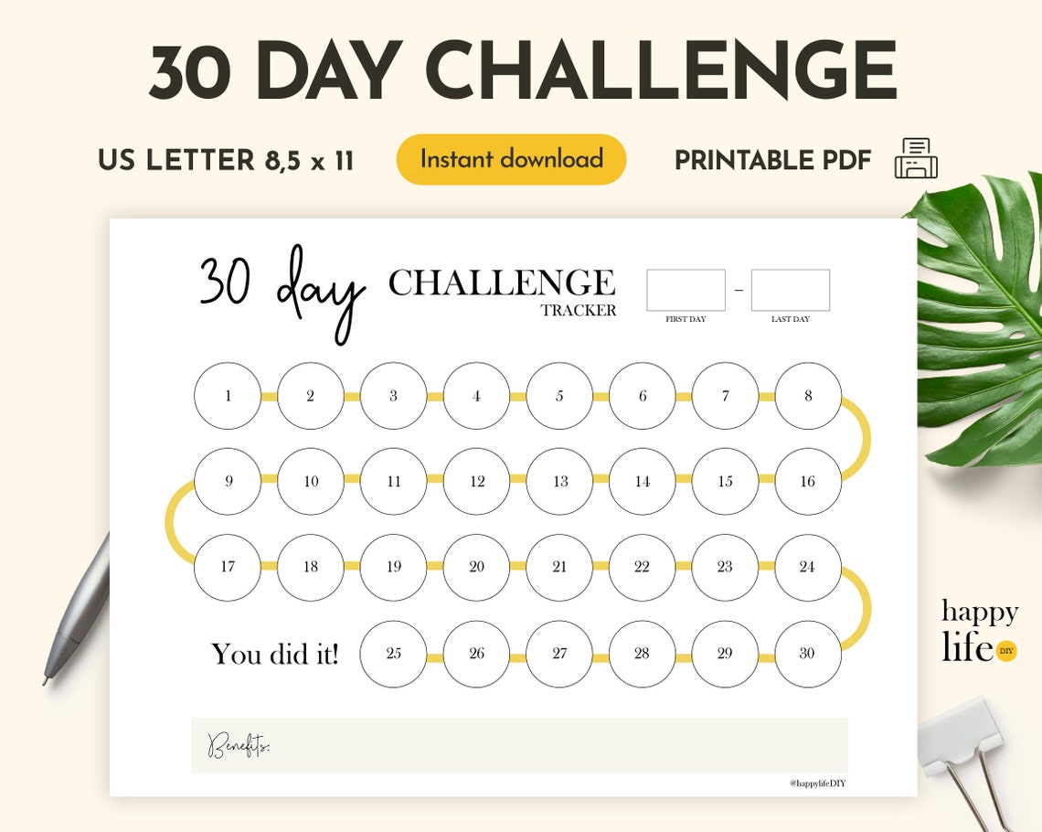 30 Day Tracker Printable Template 30 Day Prettytracker Month - Etsy Canada