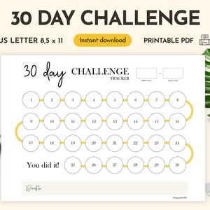 30 Day Tracker Printable Template 30 Day Prettytracker Month - Etsy Canada