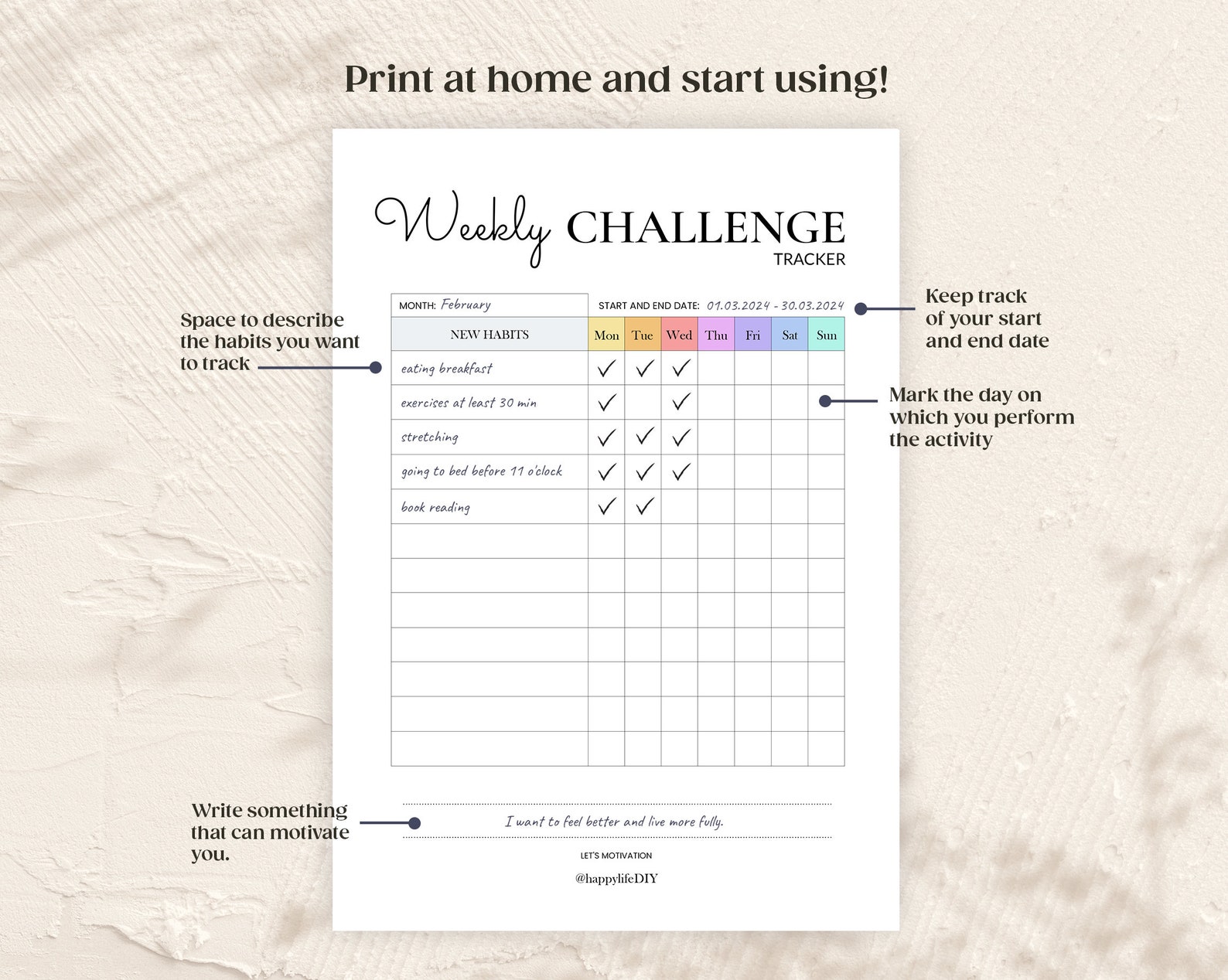 Weekly Habit Tracker Printable I Weekly Goal Progress Tracker Journal I ...