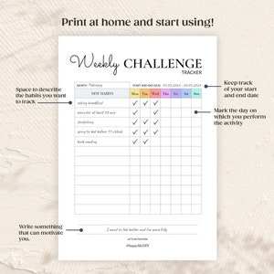Weekly Habit Tracker Printable I Weekly Goal Progress Tracker Journal I ...
