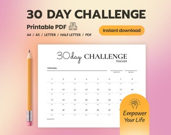 21 Day Challenge Tracker Printable I 21 Day Goal Progress Tracker ...