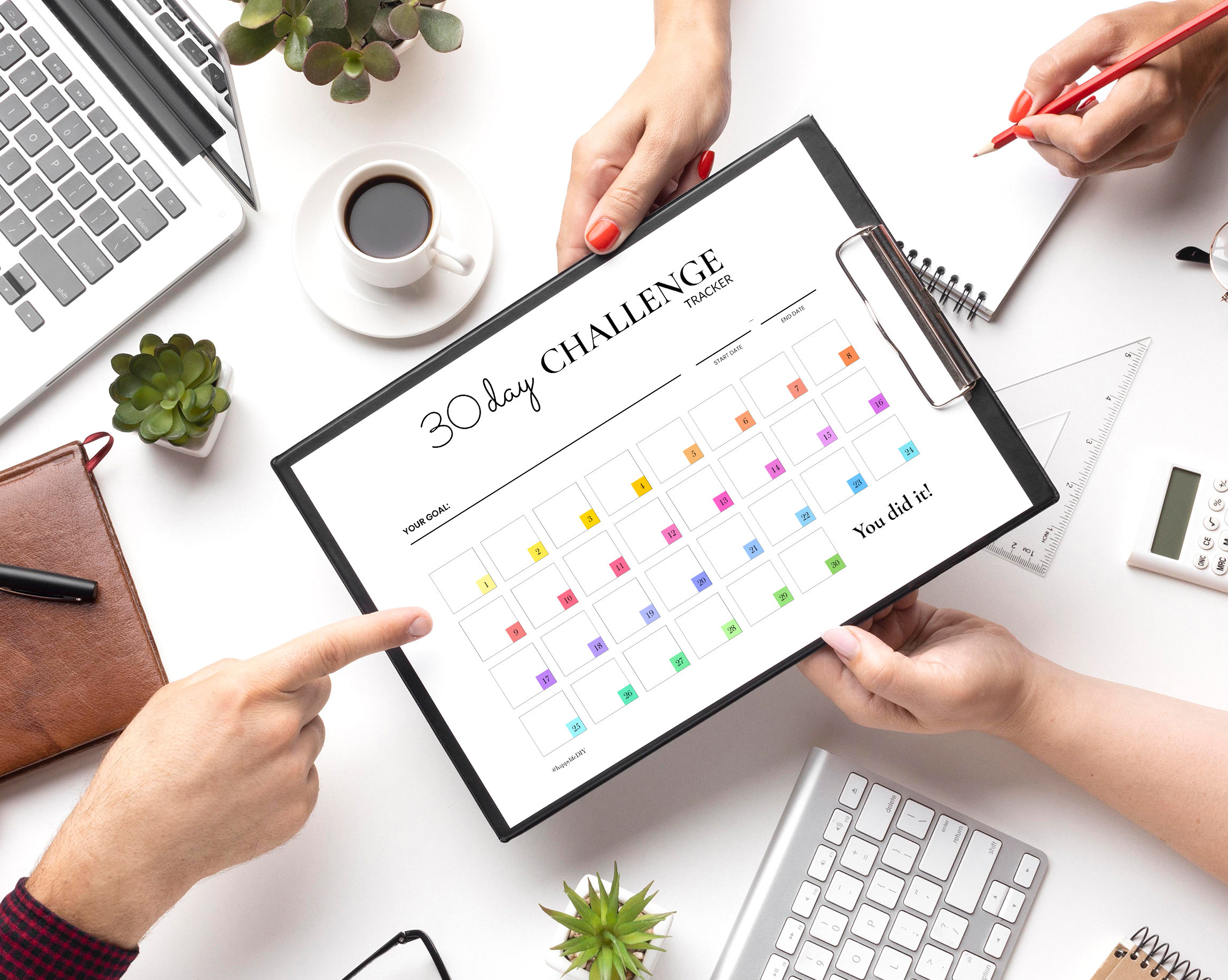 30 Day Challenge Tracker Printable I 30 Day Goal Progress Tracker ...