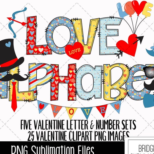 Valentine's Day Alphabet PNG Valentines Letters - Etsy
