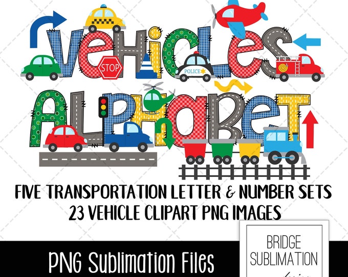 Transportation Doodle Alphabet Bundle Vehicles PNG Letters - Etsy