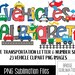 Transportation Doodle Alphabet Bundle, Vehicles PNG Letters, Numbers ...