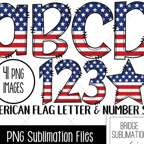 American Flag Letters & Numbers Patriotic Doodle Alphabet - Etsy