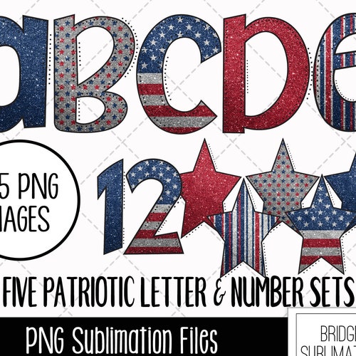 Patriotic Doodle Letters Bundle 4th of July Alphabet PNG 4th - Etsy
