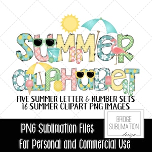 Summer Doodle Alphabet Bundle, Summer PNG Letters, Numbers ...