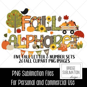 Fall Alphabet Bundle, Autumn PNG Letters, Numbers & Accessories, Fall ...