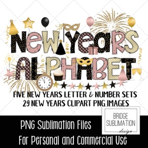 New Year's Alphabet PNG, New Years PNG Letters, Numbers & Accessories ...