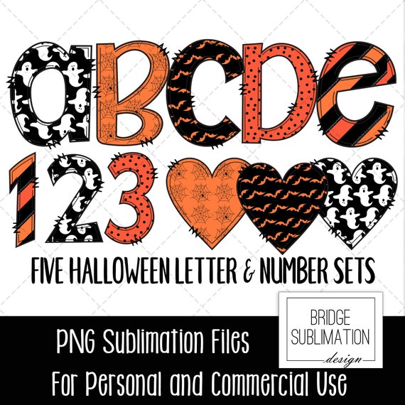 Halloween Doodle Letters Bundle Halloween Font PNG Halloween - Etsy