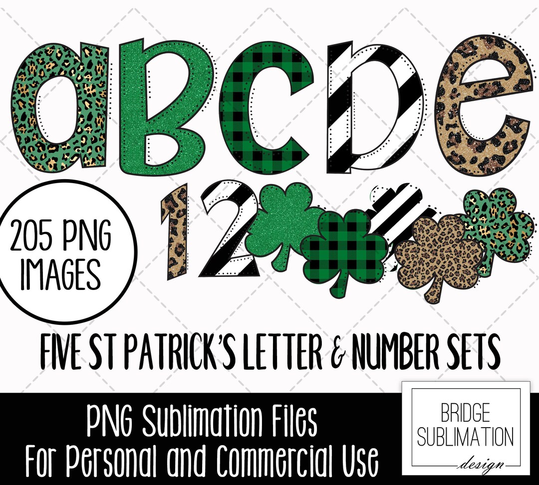St Patrick's Day Doodle Letters Bundle, St Patrick's Letters & Numbers ...