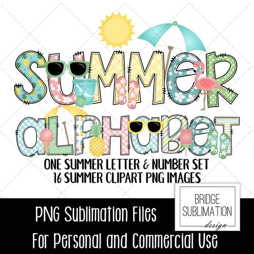 Beach Doodle Alphabet Bundle Summer PNG Letters Numbers & - Etsy