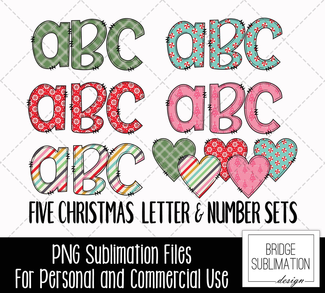 Christmas Alphabet PNG Christmas PNG Letters Numbers & - Etsy