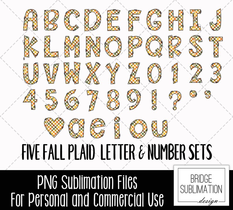 Fall Plaid Doodle Letters Bundle, Autumn Plaid Alphabet PNG, Fall ...