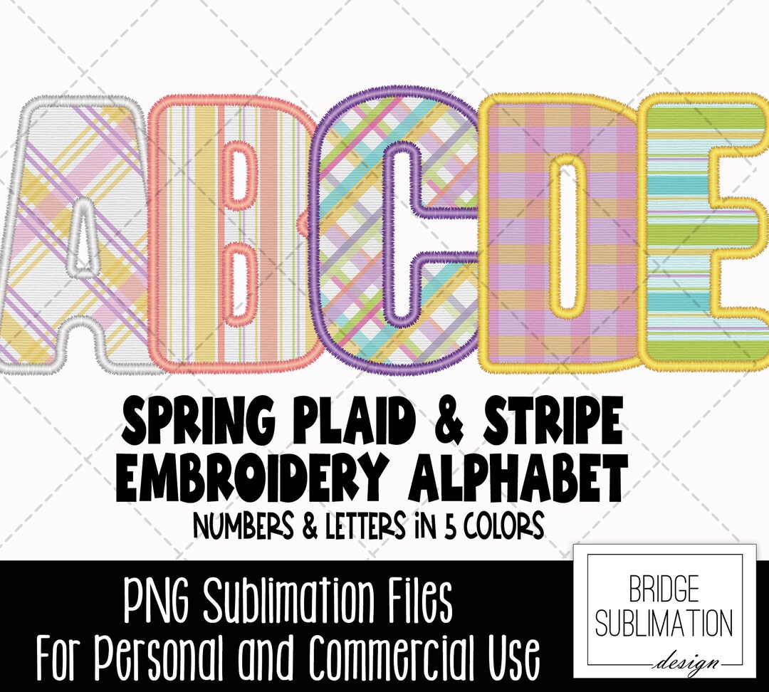 Spring Faux Embroidery Letters Bundle, Spring Stitch Letters & Numbers ...