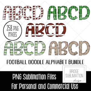 Football Doodle Alphabet Bundle, Football PNG Letters, Numbers ...