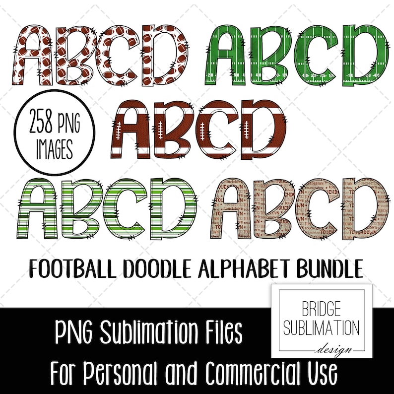 Football Doodle Alphabet Bundle Football PNG Letters Numbers - Etsy