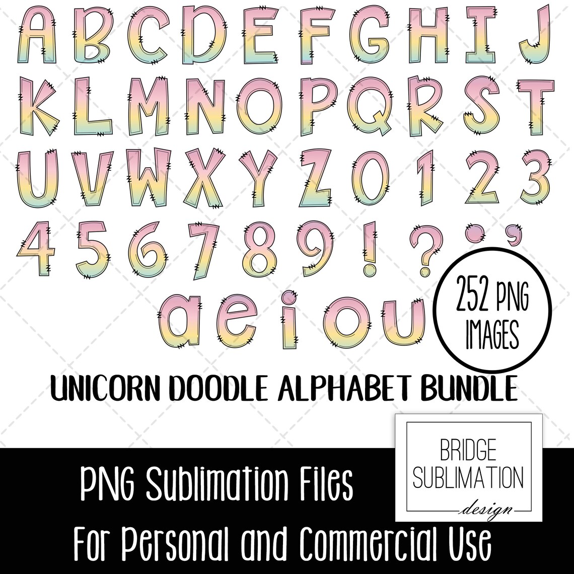 Unicorn Doodle Alphabet Bundle Unicorn Font Unicorn PNG - Etsy