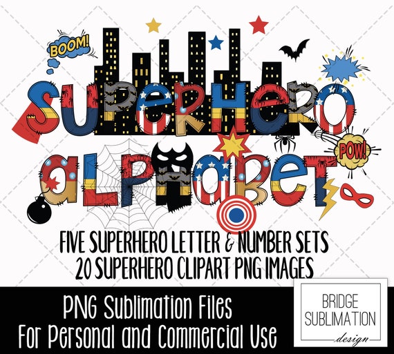 Superhero Doodle Alphabet Bundle Superhero PNG Letters - Etsy