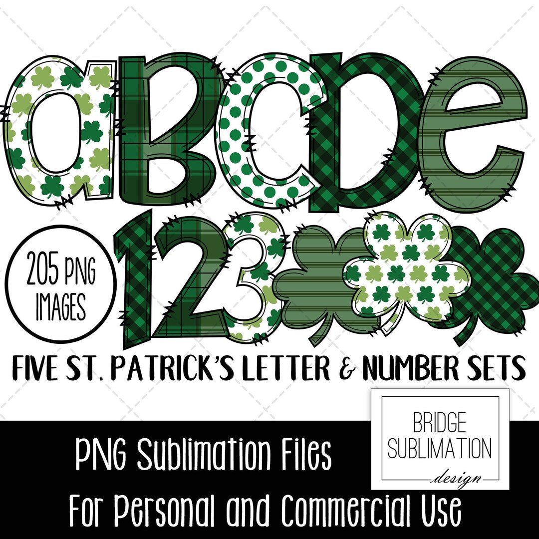 St Patrick's Day Doodle Letters Bundle, St Patrick's Letters & Numbers ...