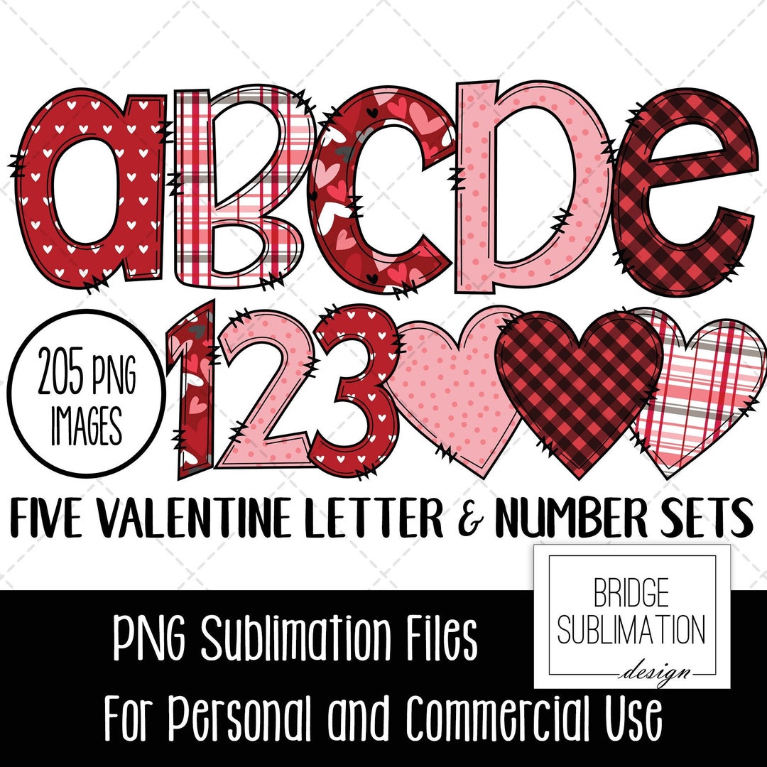 Valentine Doodle Letters Bundle, Valentine Letters & Numbers, Valentine ...